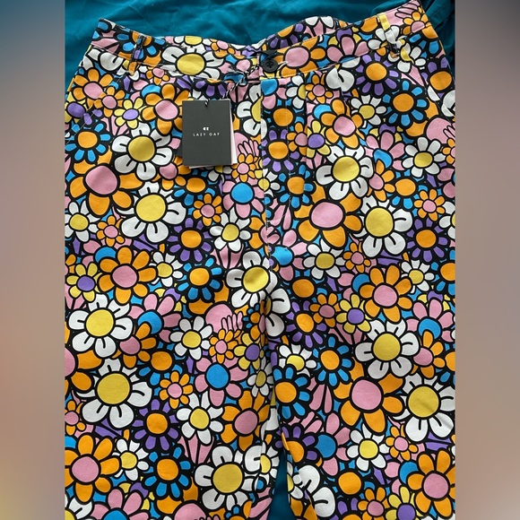 Lazy Oaf | Pants & Jumpsuits | Lazy Oaf Trousers Fun Colorful Filled With Flowers Brand New ...
